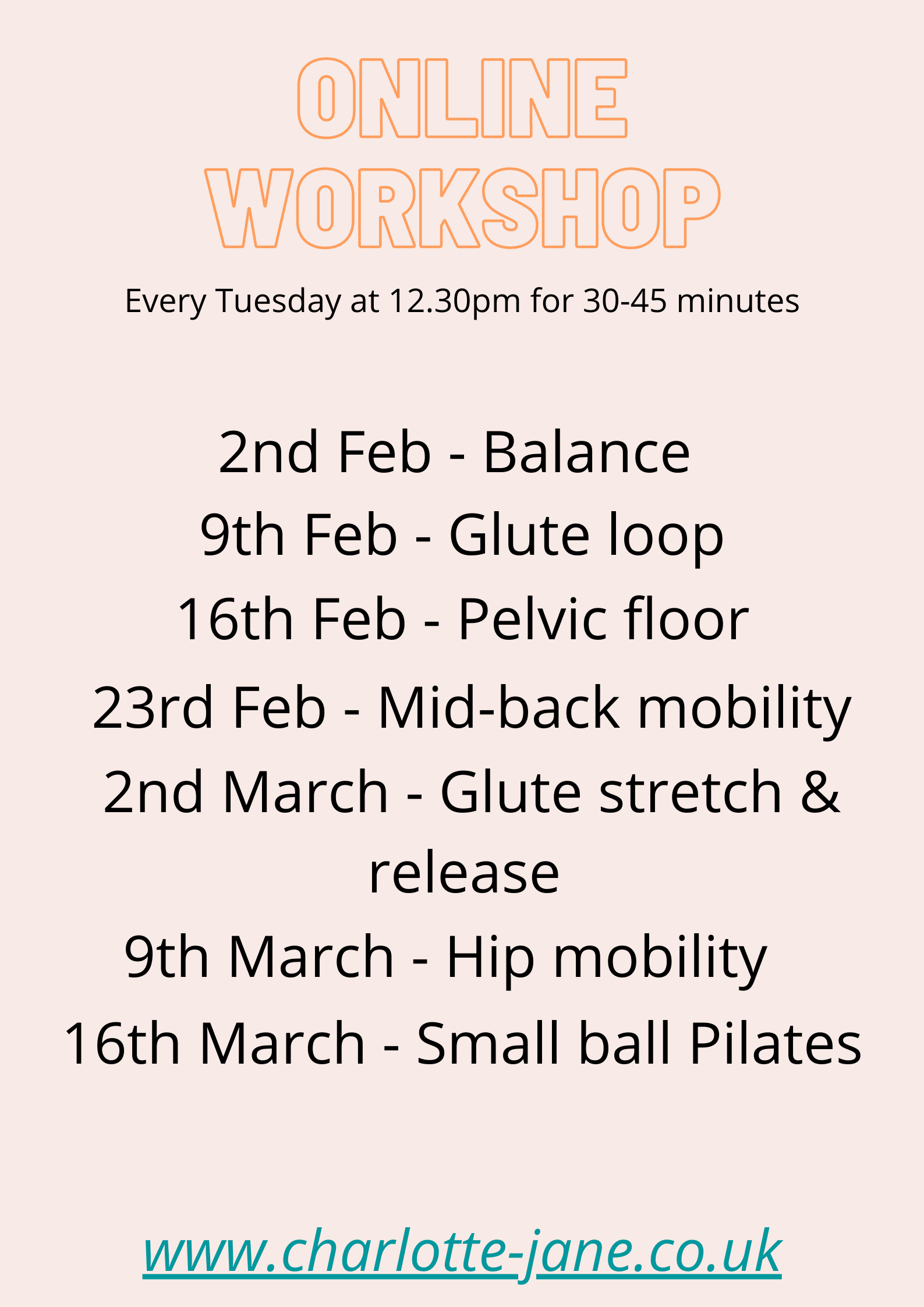 Lunchtime workshops – Charlotte Jane